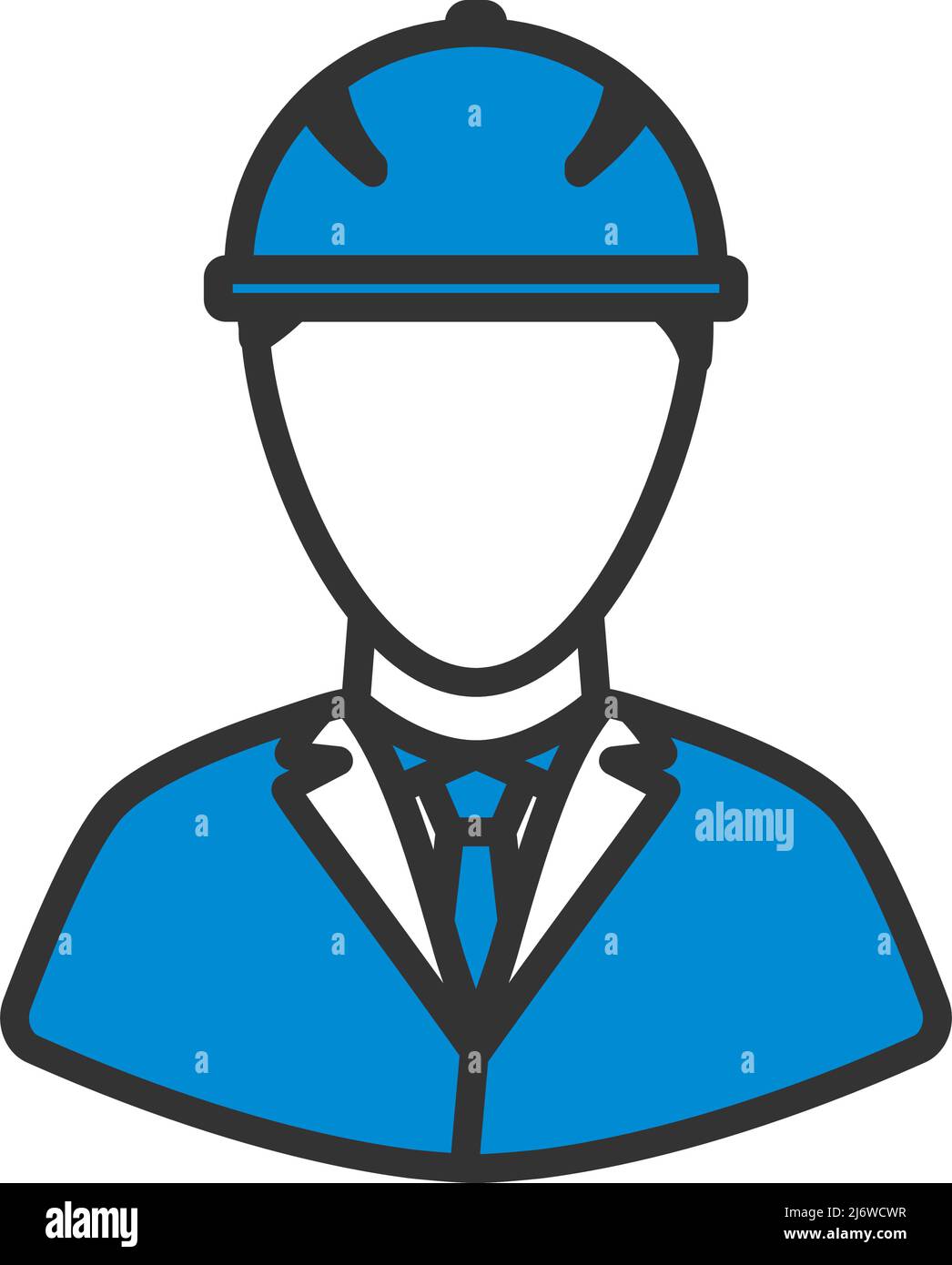 Icon Of Construction Worker Head In Helmet. Editable Bold Outline With ...