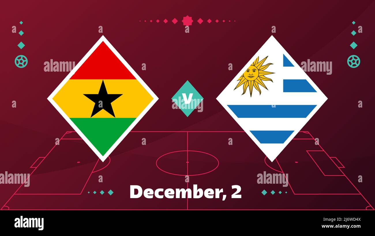 Ghana vs Uruguay, Football 2022, Group H. World Football Competition championship match versus ...