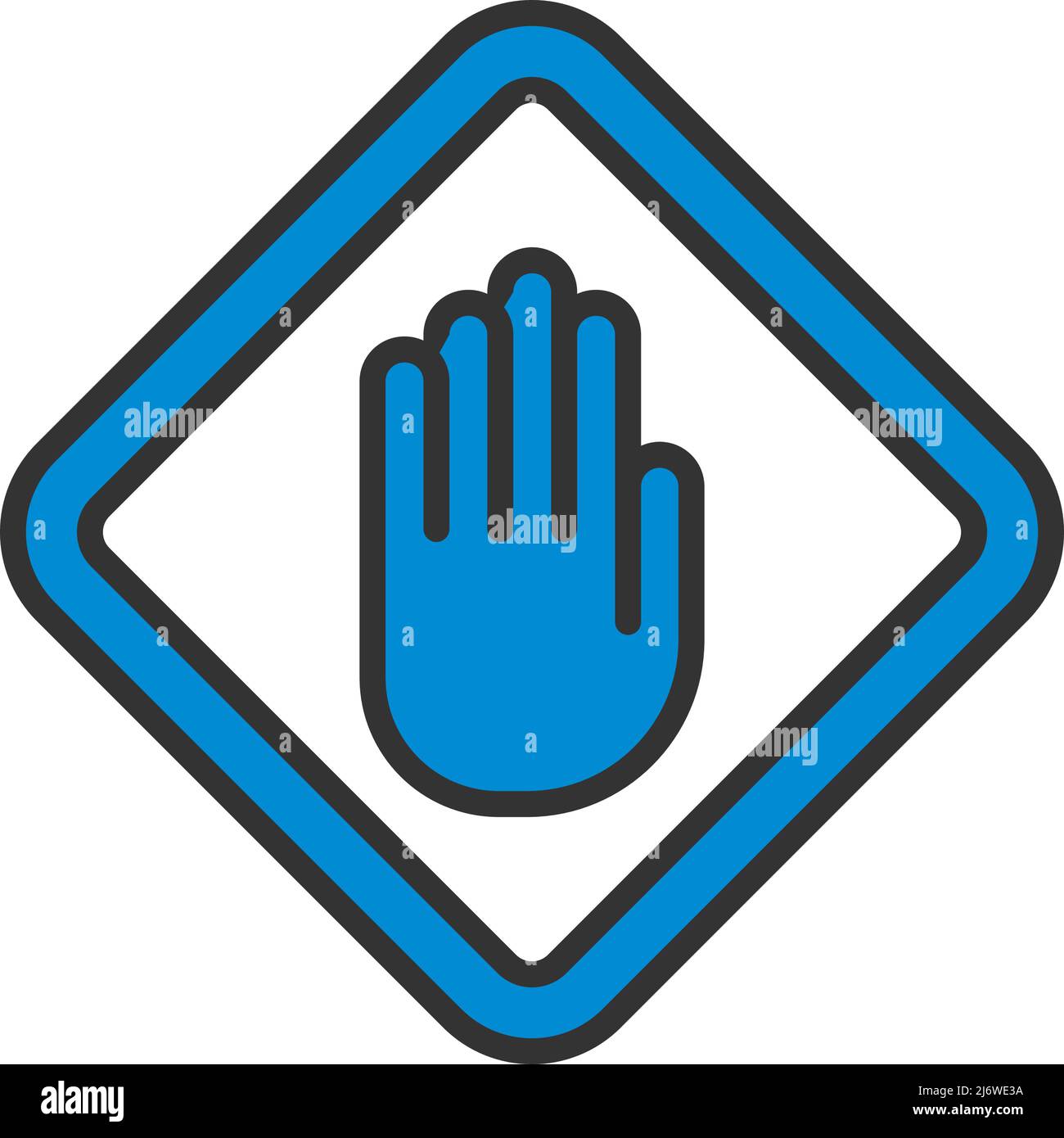 Icon Of Warning Hand. Editable Bold Outline With Color Fill Design ...