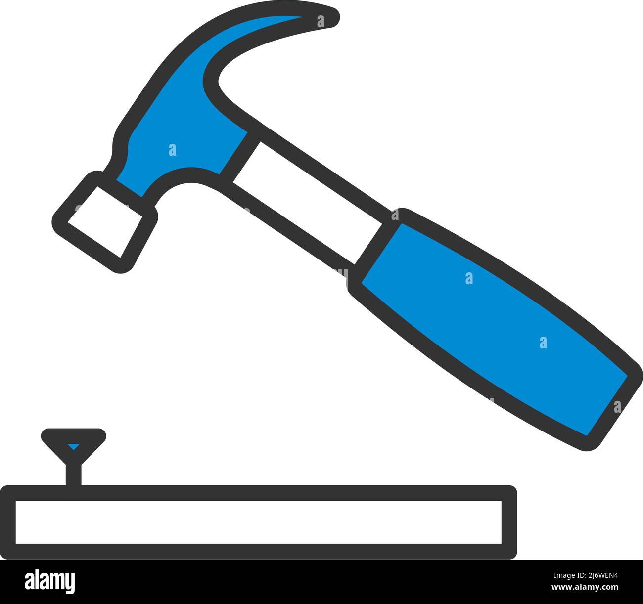 Icon Of Hammer Beat To Nail. Editable Bold Outline With Color Fill ...