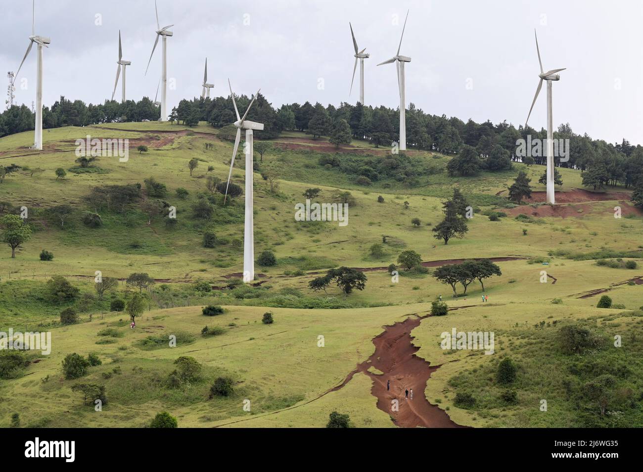 KENYA, Nairobi, Ngong Hills, Gamesa wind turbines windfarm/ KENIA ...