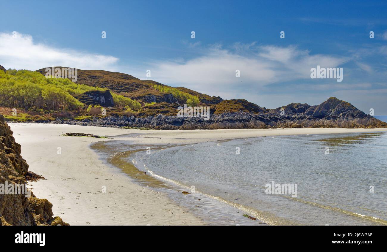 MORAR SCOTLAND ONE OF MANY SMALL WHITE SAND BEACHES OF CAMUSDARACH ...