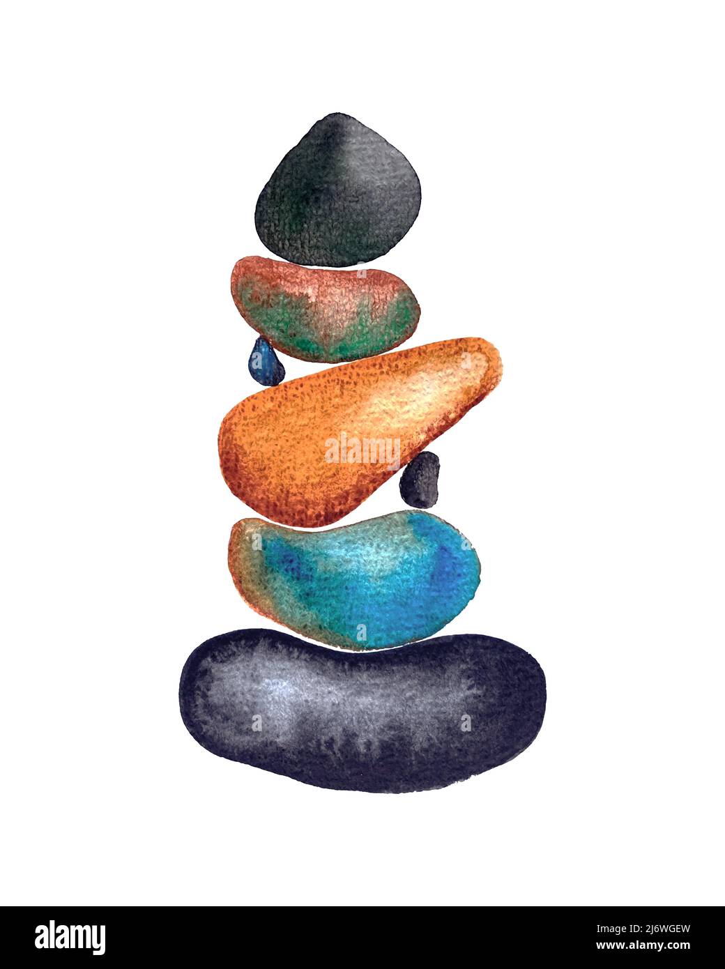 Stone balancing concept. Watercolor tracing. minimalist forms. Vector ...