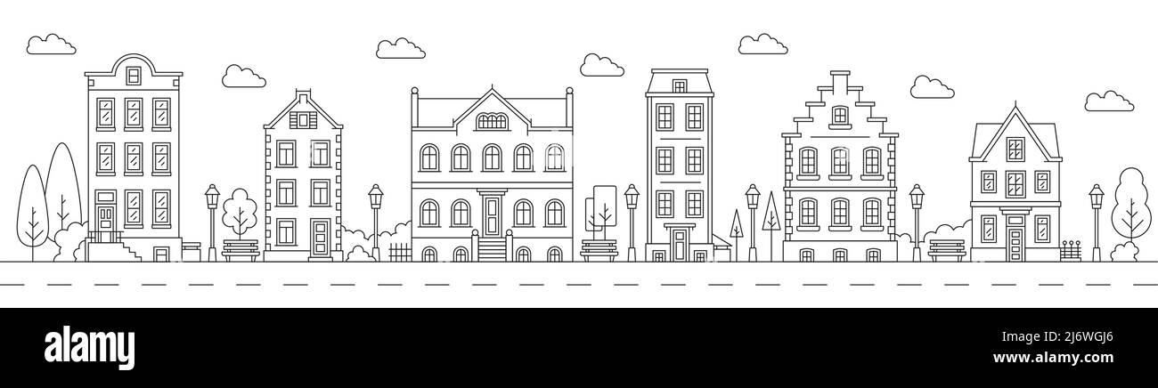 Row Of Houses Drawing