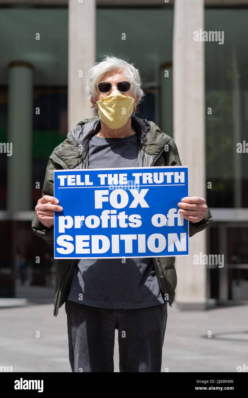 New York City, NY on May 3, 2022. Rise and Resist, a local political ...