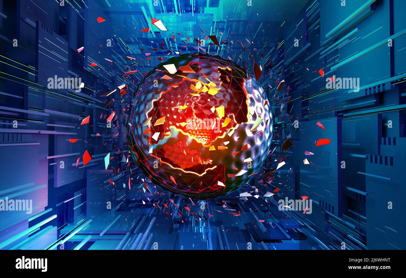 Digital mind. Technocratic concept of future. Abstract reactor core ...