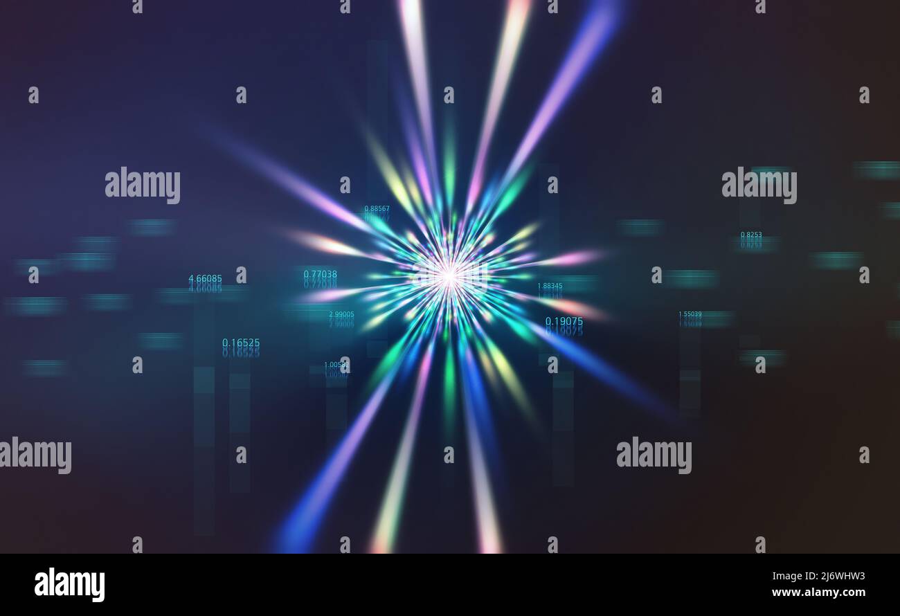 Digital technology. Artificial intelligence and world of future. Color ...