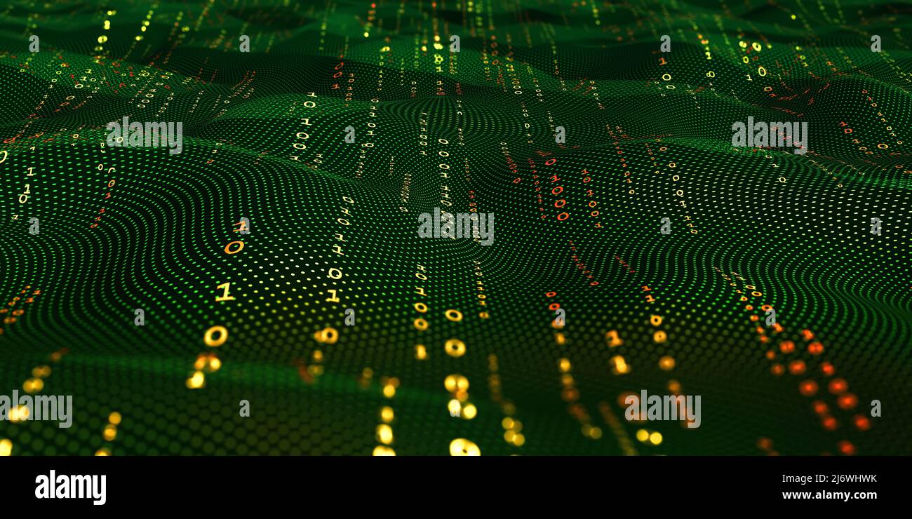 Terabytes of binary code data flying in a stream of information. Wavy ... Terabytes of binary code data flying in a stream of information. Wavy ...