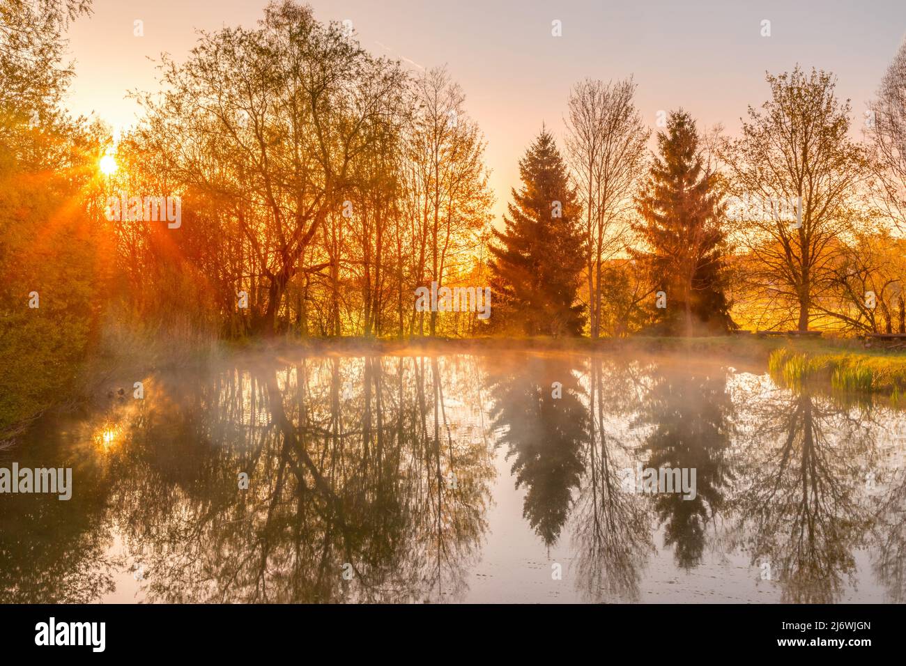 Sunrise over a pond hi-res stock photography and images - Alamy