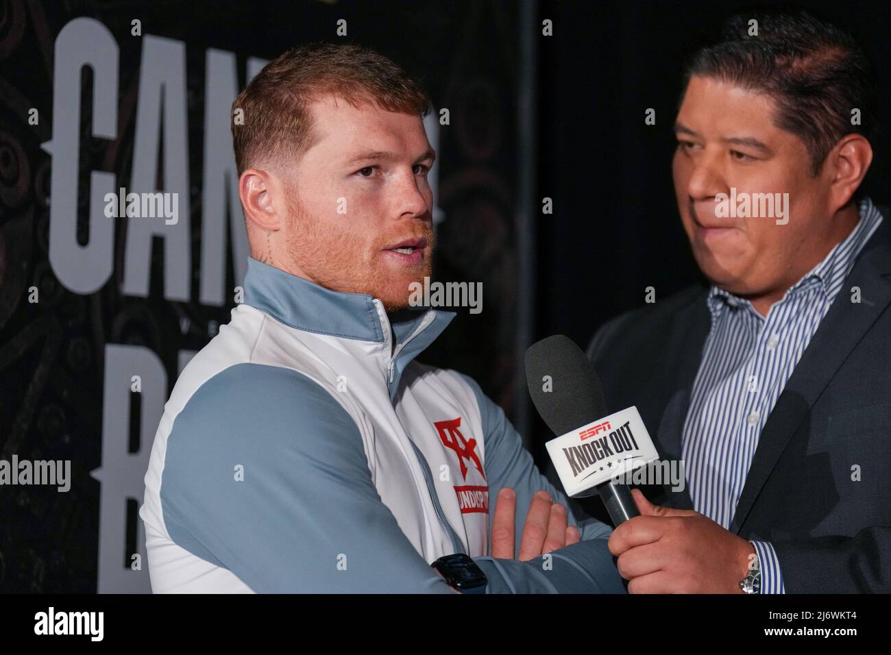 LAS VEGAS, NV - May 3: Canelo Alvarez meets with the press for ...