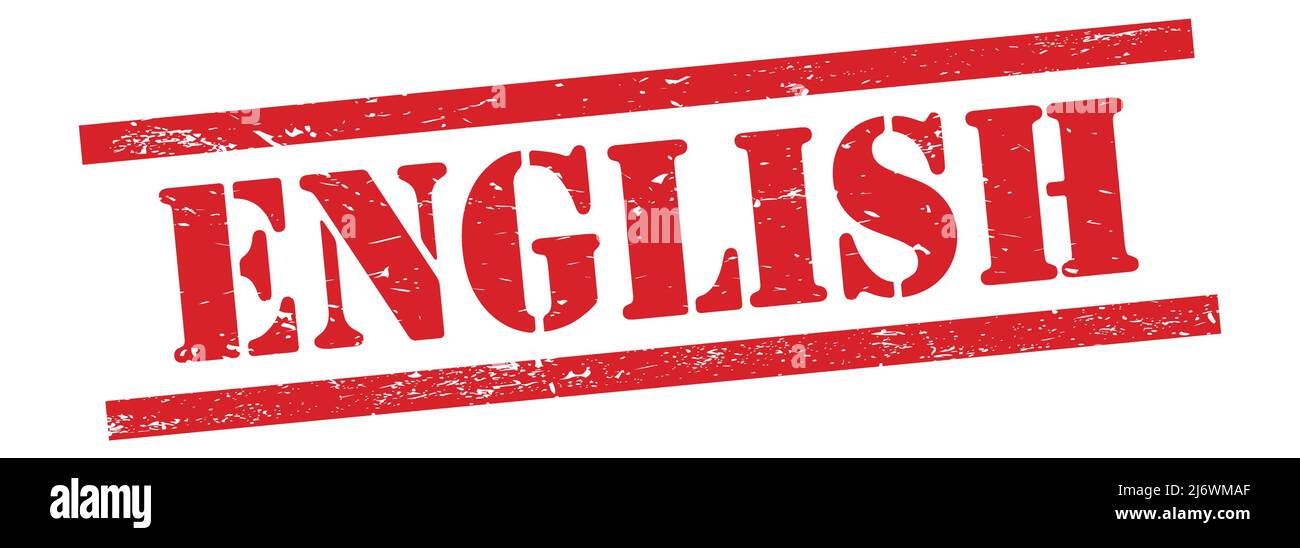 ENGLISH text on red grungy vintage rubber stamp Stock Photo - Alamy