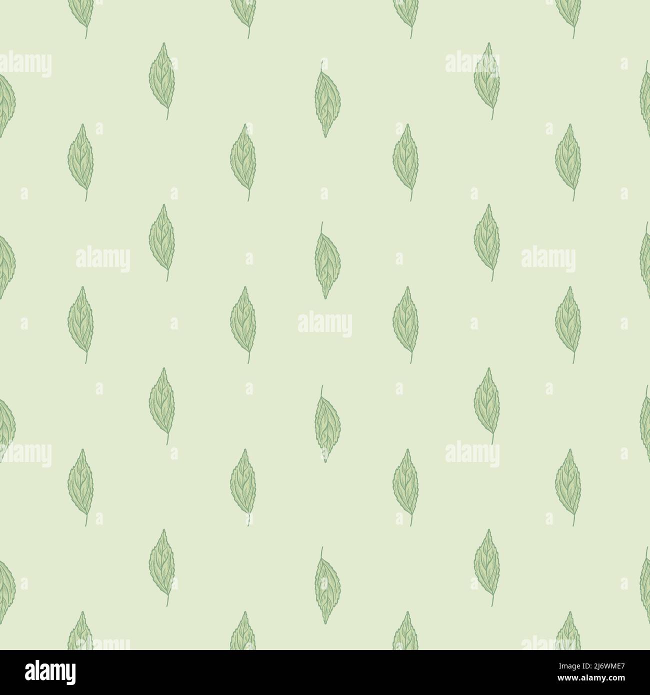 Seamless pattern engraved tree leaves. Vintage background botanical ...