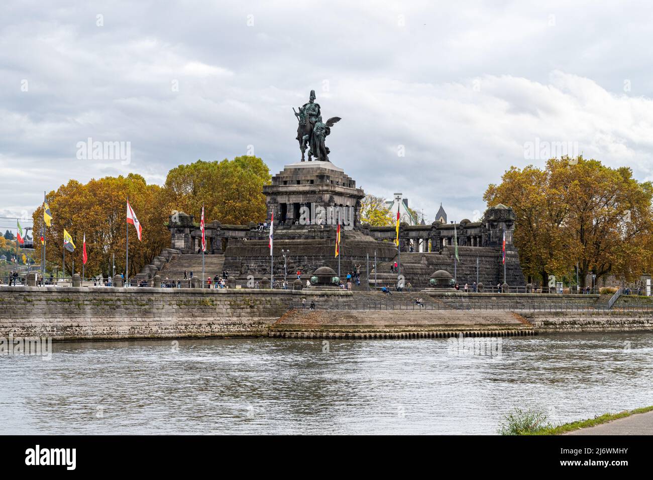 Koblenz were rivers Rhein and Mosel meet. In the foreground the German ...