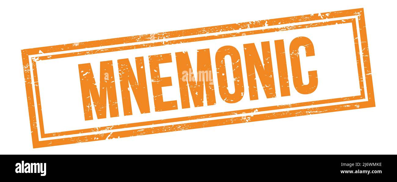 MNEMONIC text on orange grungy vintage rectangle stamp Stock Photo - Alamy