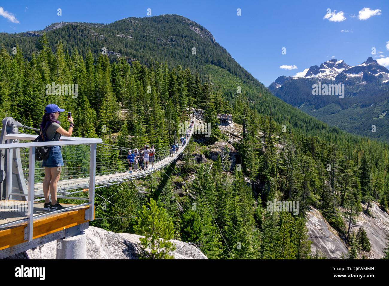 Tourists Walk On The Sky Pilot Suspension Bridge Squamish B.C. An ...