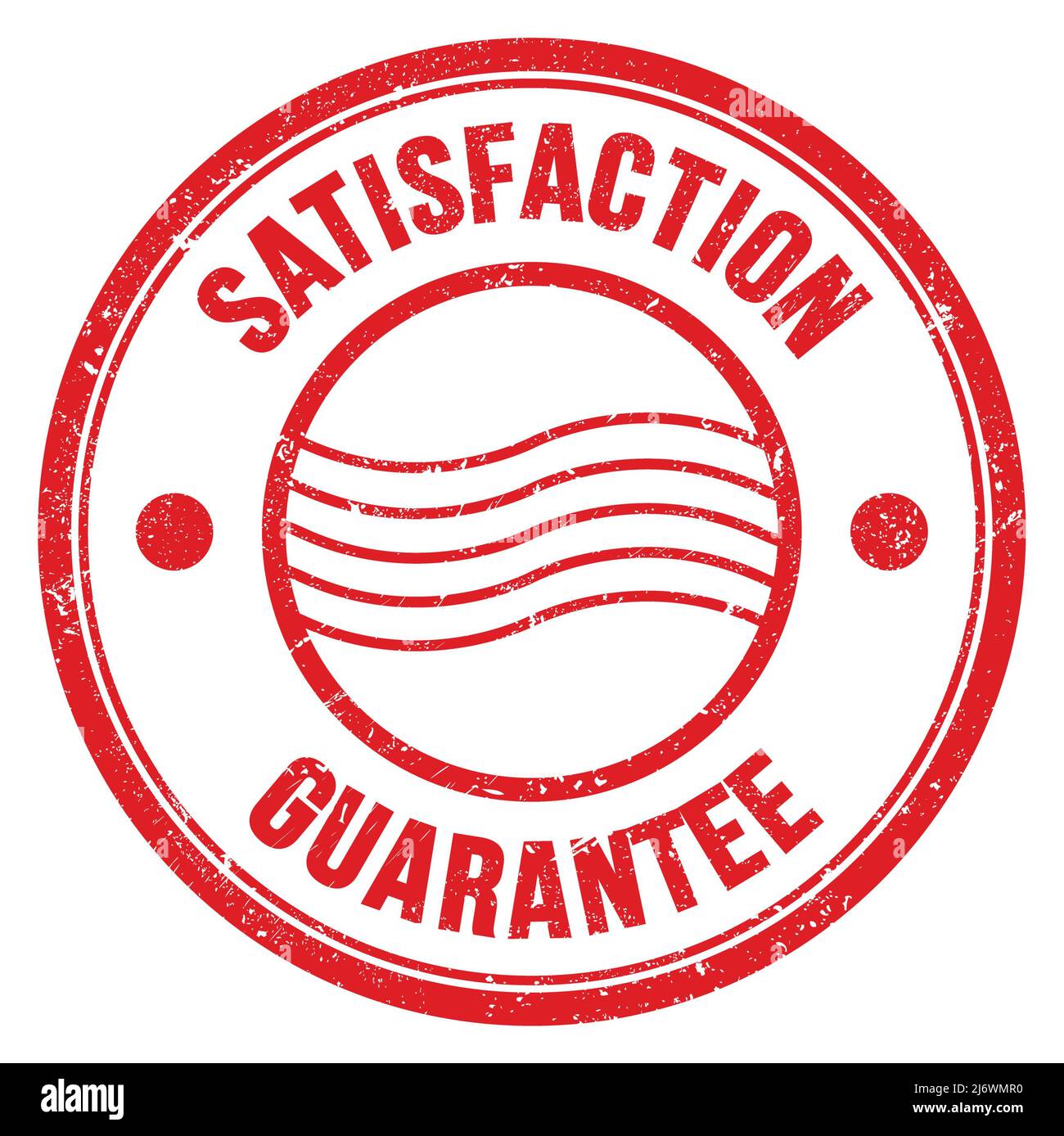 SATISFACTION GUARANTEE text written on red round postal stamp sign ...