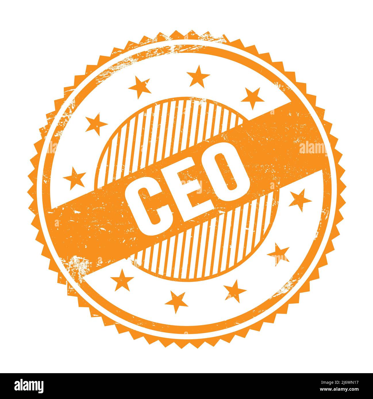 CEO text written on orange grungy zig zag borders round stamp Stock ...