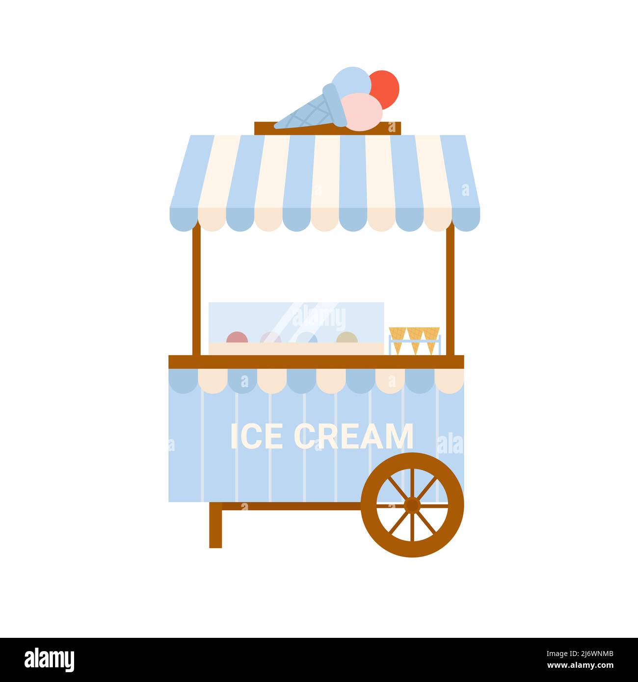 Circus arena with ice cream cart. Amusement park snacks and desserts ...