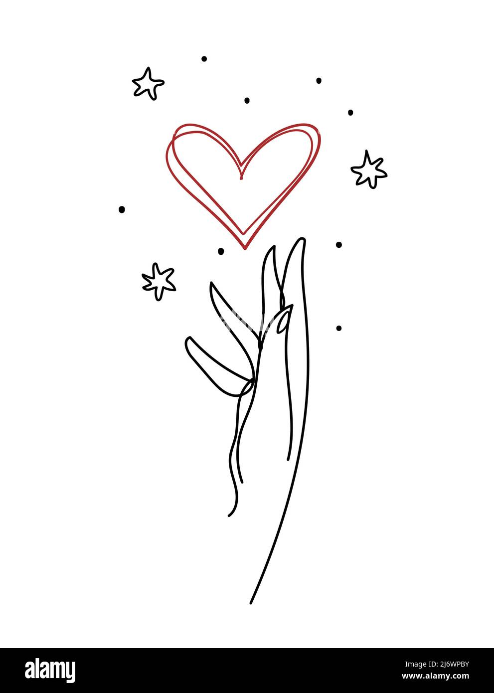 Hand touching the heart continius line art icon. Aesthetic symbol for a ...