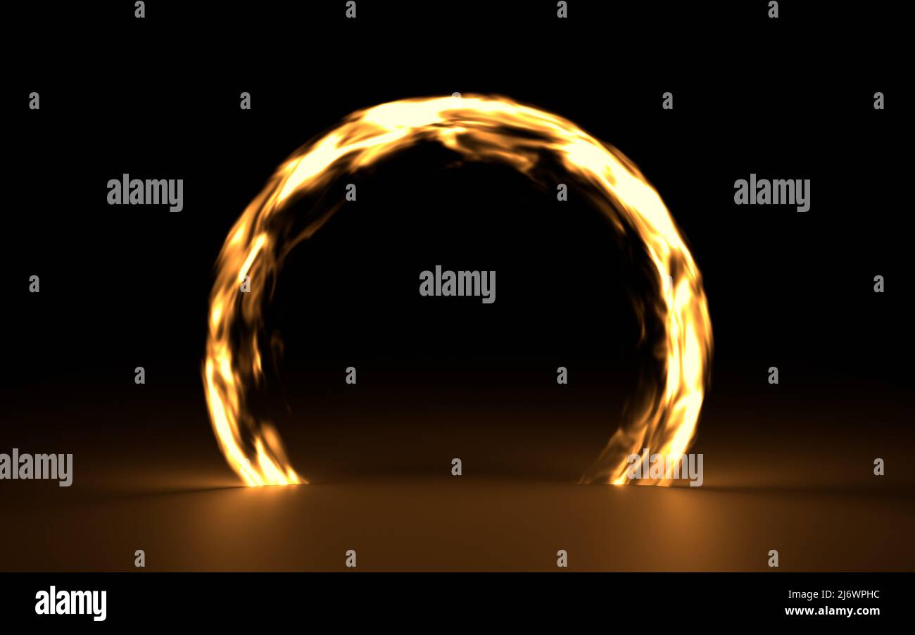 Realistic flame arch on black background. 3D image Stock Photo - Alamy
