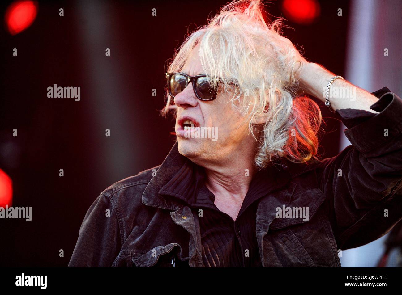 Sir Bob Geldof Lead singer of The Boomtown Rats performs live on stage ...
