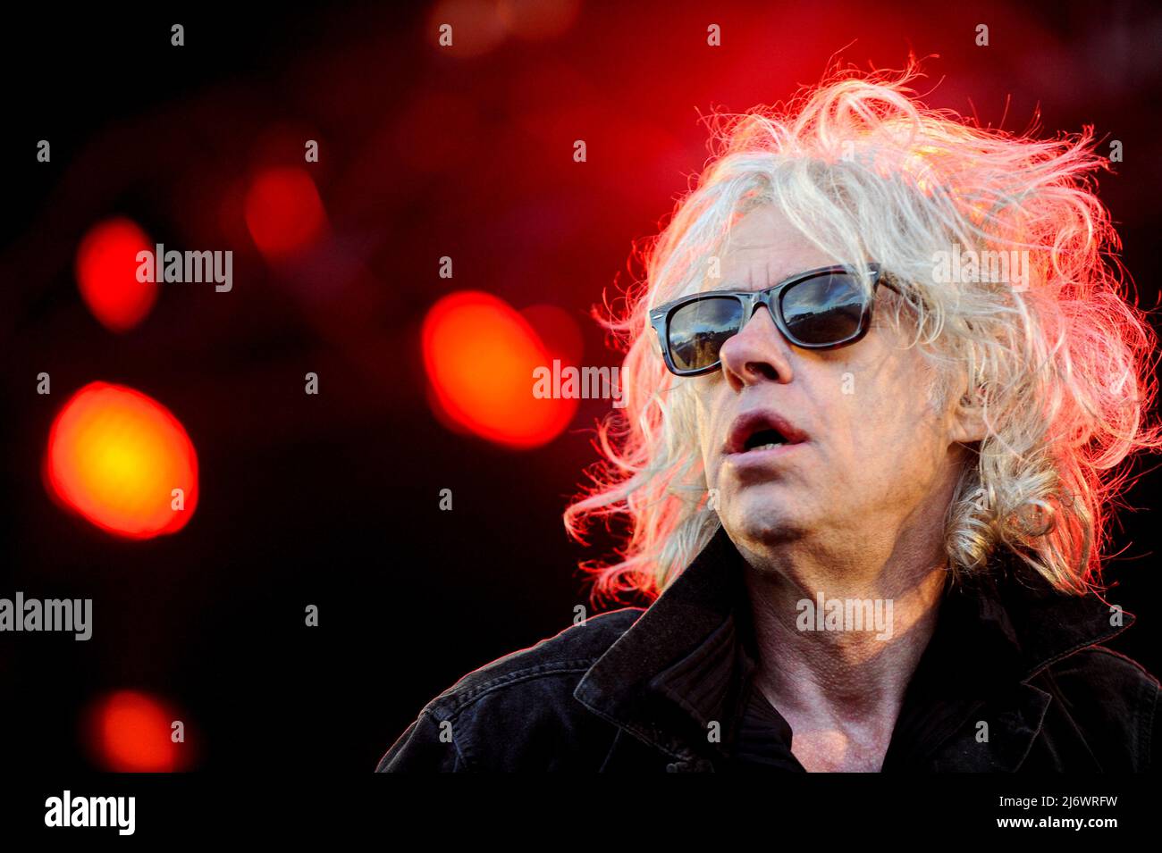 Sir Bob Geldof Lead singer of The Boomtown Rats performs live on stage ...