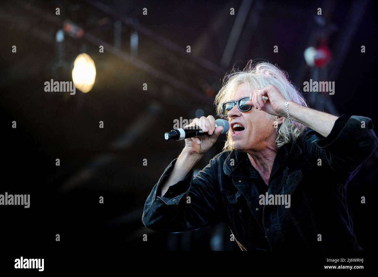 Sir Bob Geldof Lead singer of The Boomtown Rats performs live on stage ...