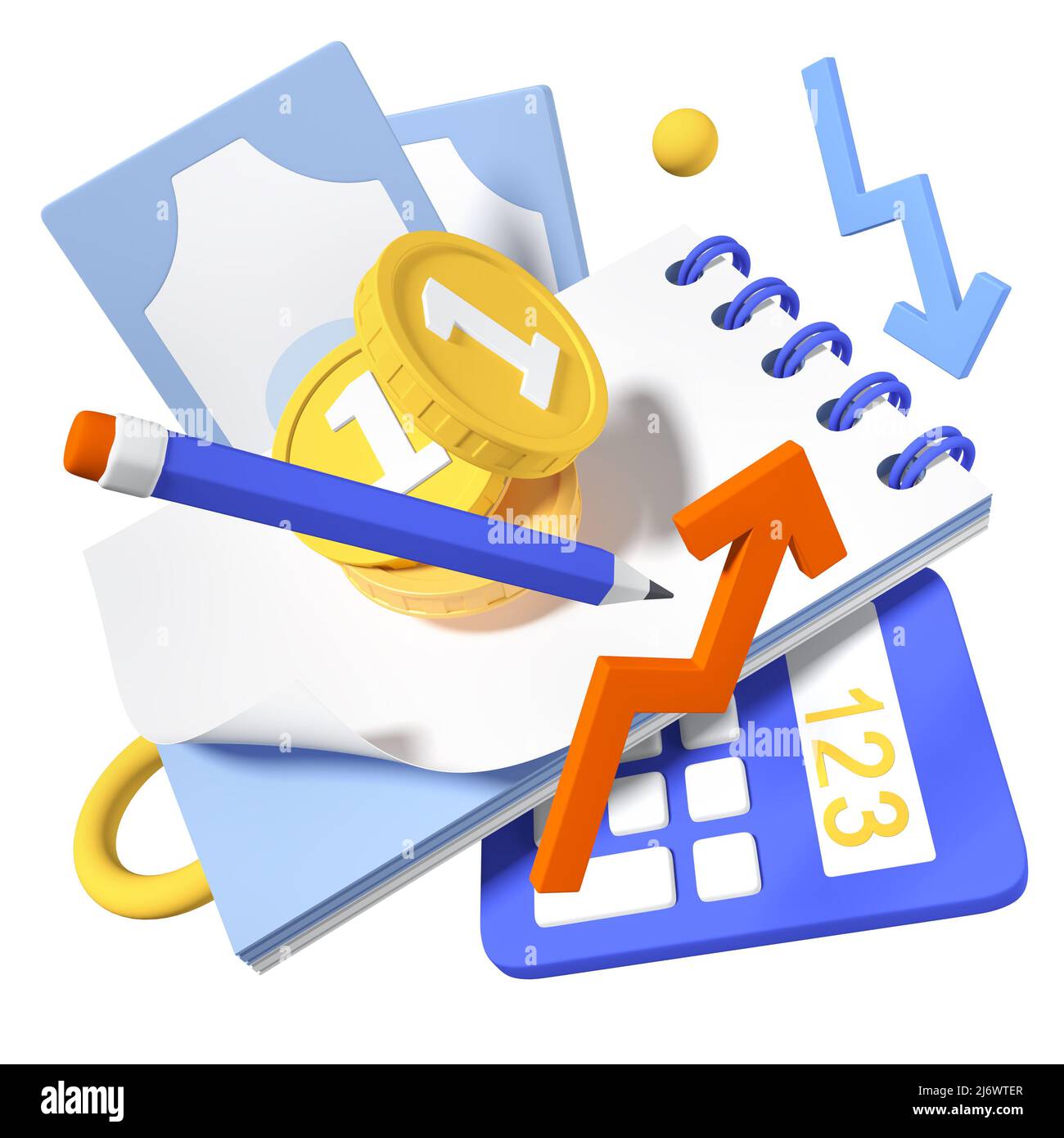 Calculate cash expenses - modern realistic colorful 3d illustration ...