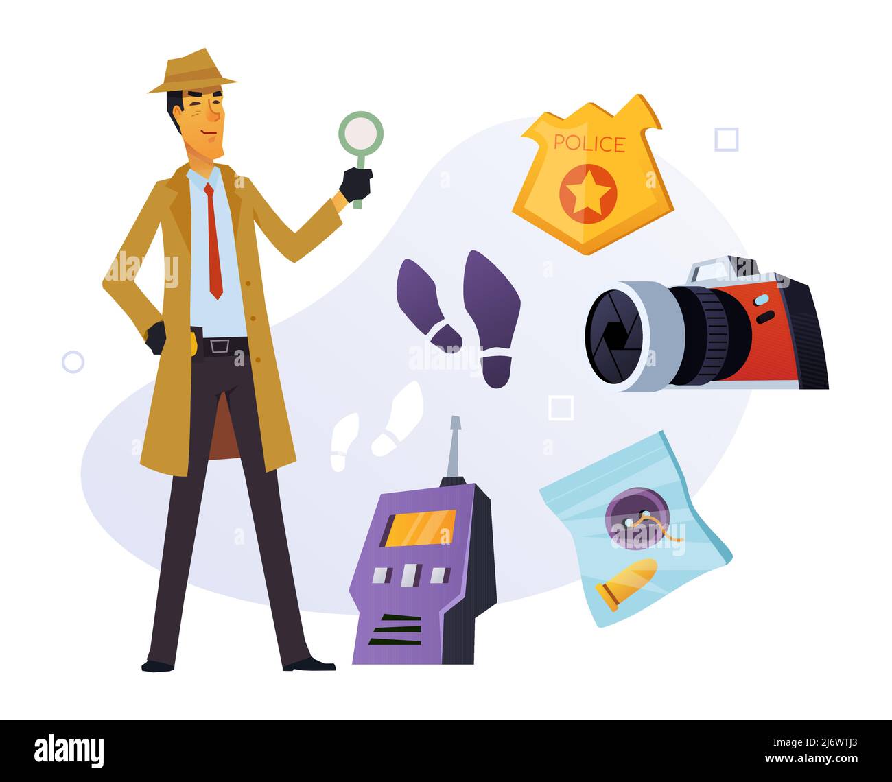 Private detective is investigating - modern colored vector poster Stock ...