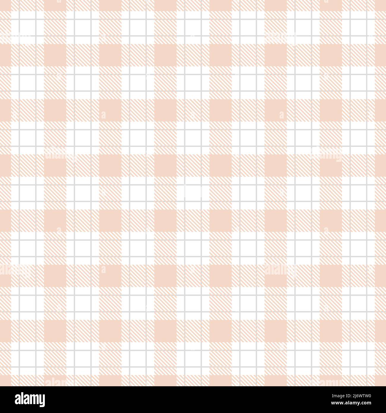Gingham peach white seamless pattern. thin strokes texture for textile ...