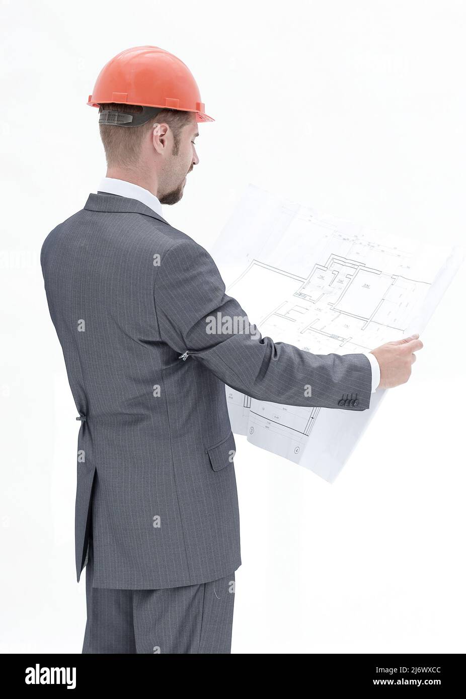 closeup.portrait of architect with blueprints Stock Photo - Alamy