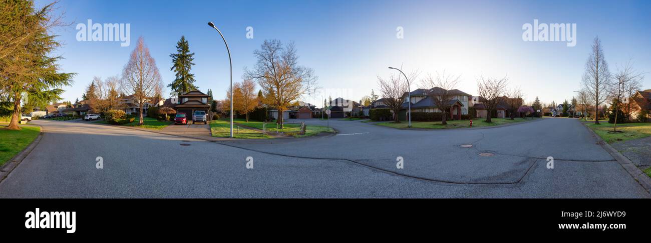 Residential neighborhood Street in Modern City Suburbs Stock Photo - Alamy