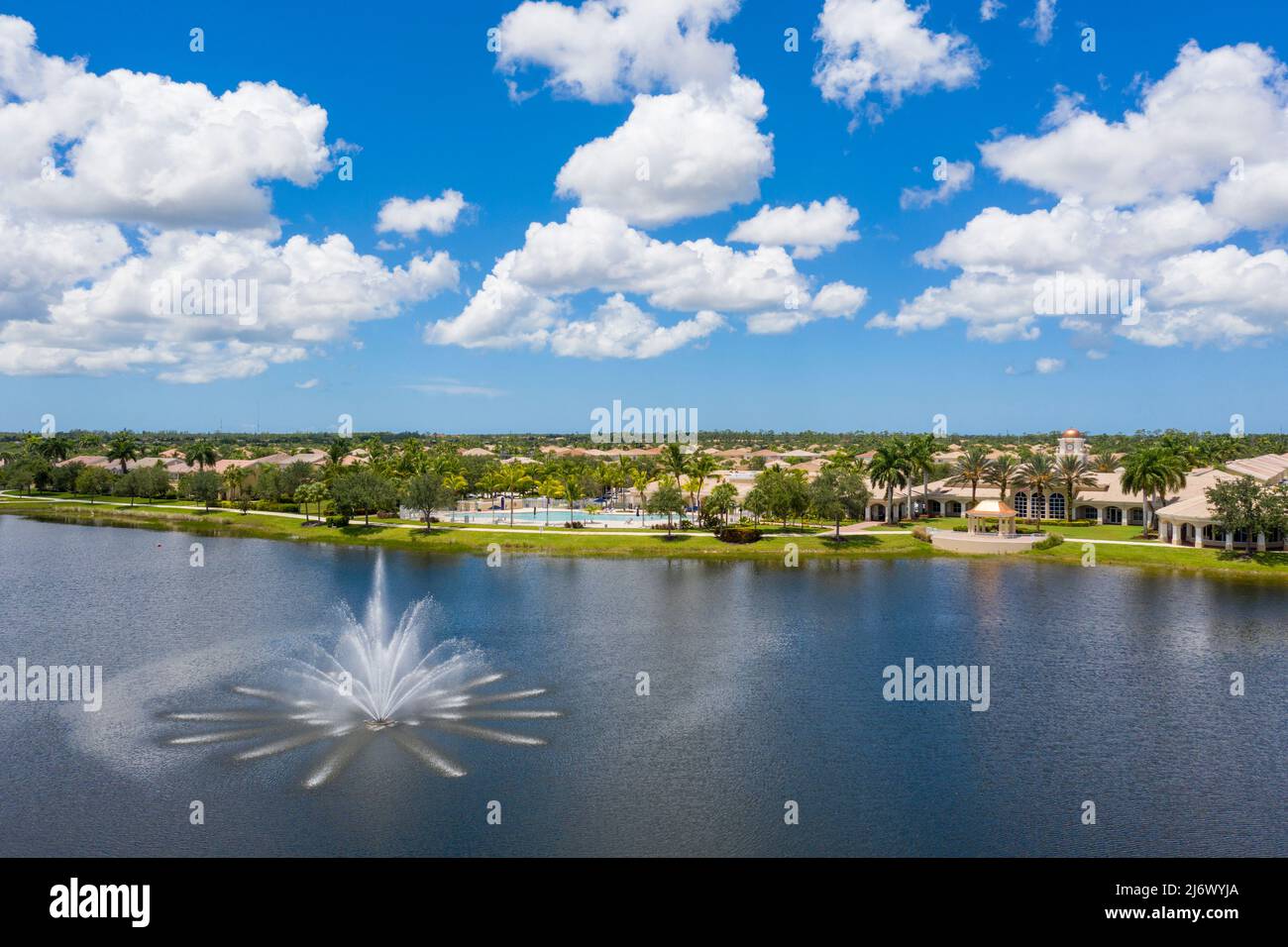 Veronawalk aerial view of the town center and recreational areas. Lake ...