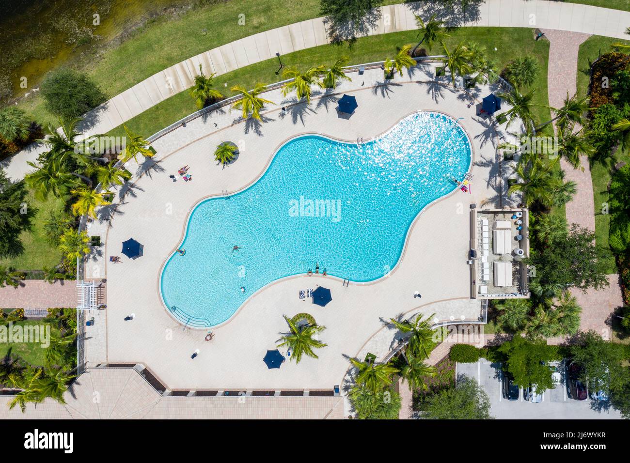 Verona Walk Naples, Community Swimming Pool Top Birds Eye View Stock ...