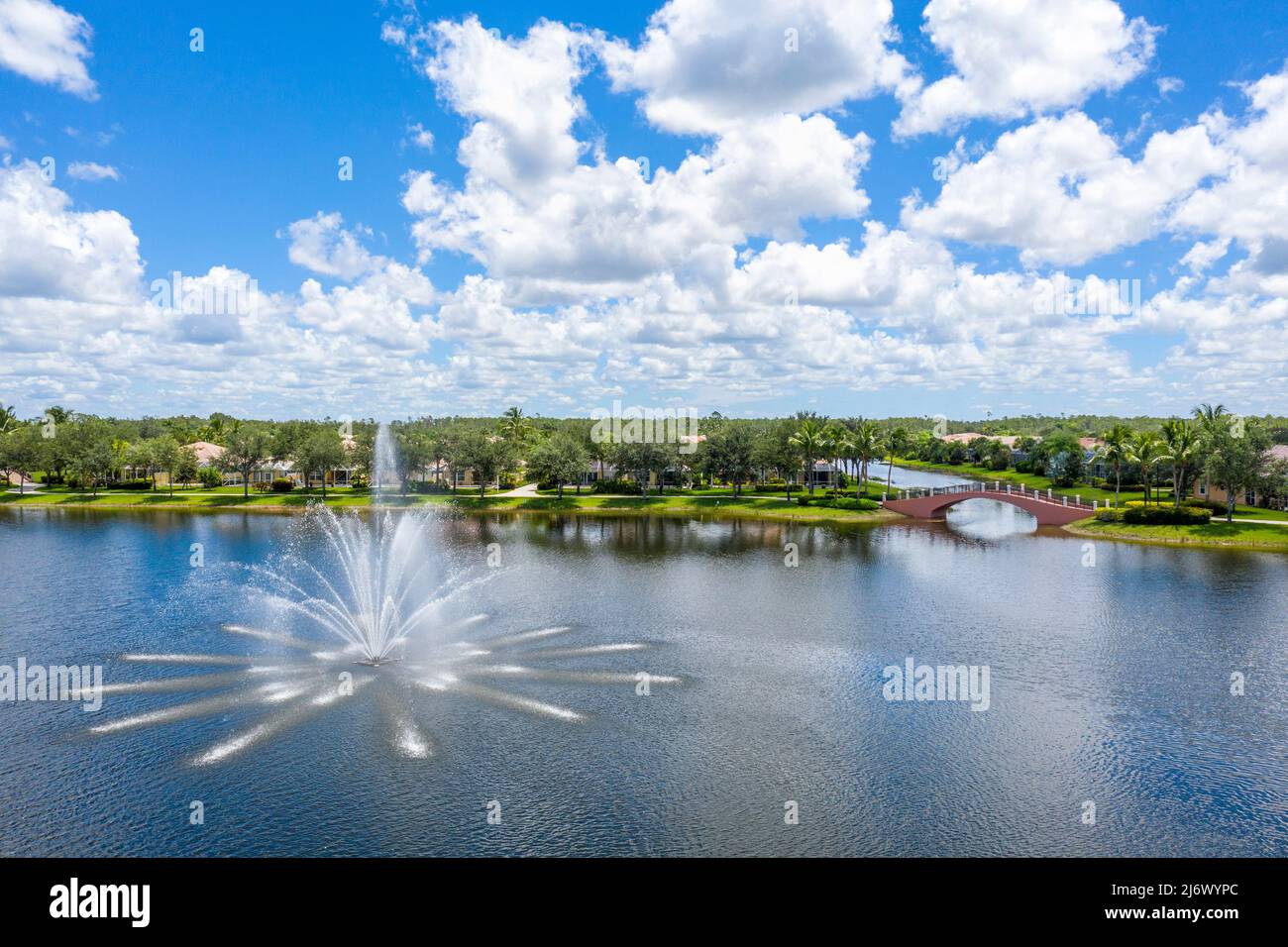 Verona Walk Naples, Gated Community, Clubhouse with fountain on lake ...