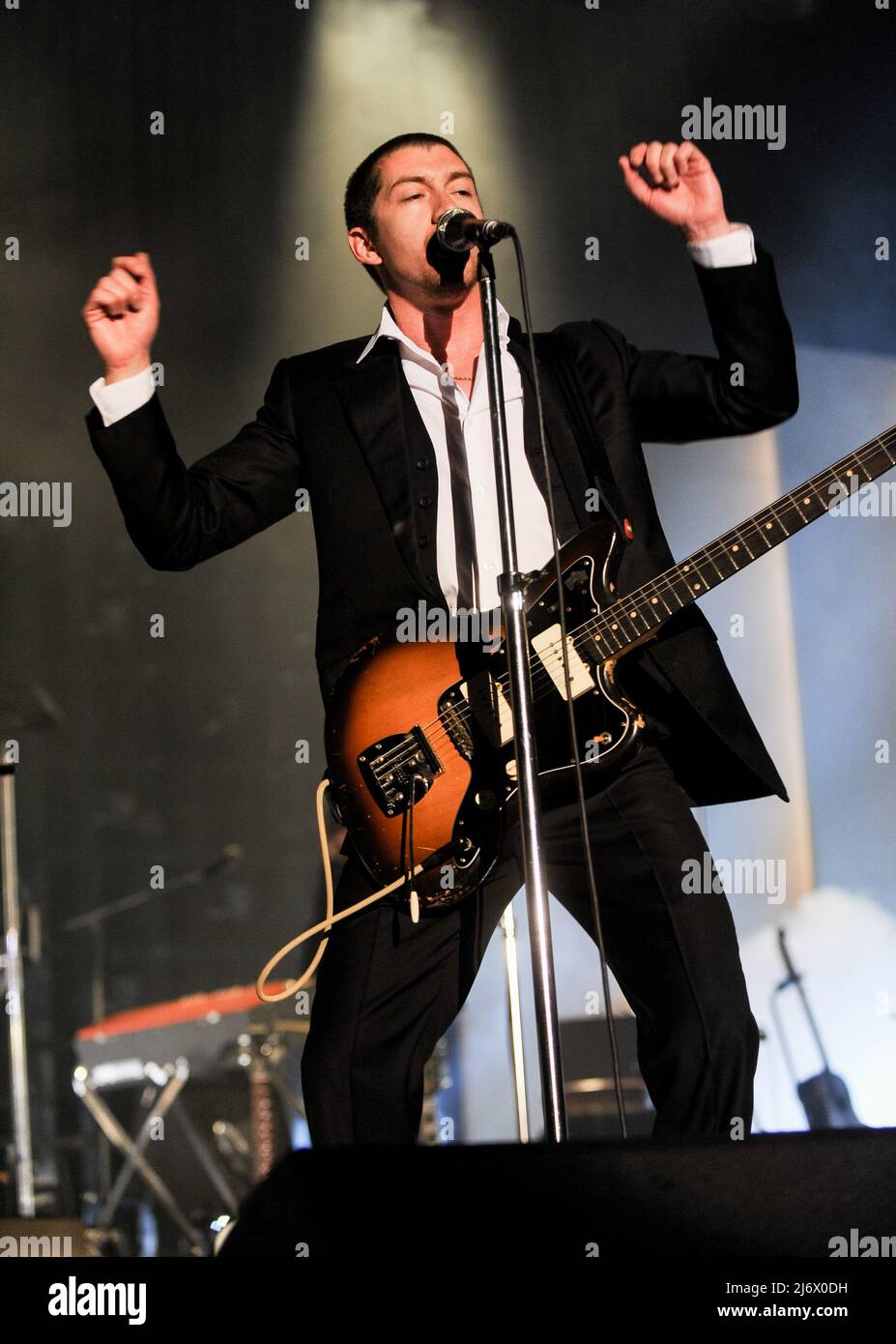 Alex Turner, lead singer of the Arctic Monkeys performs a hometown show ...