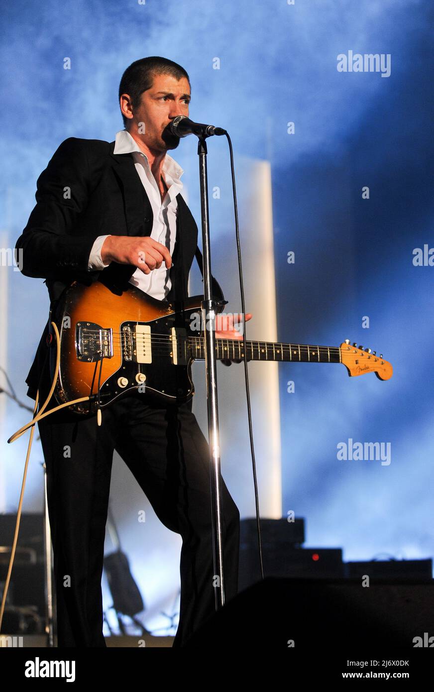 Alex Turner, lead singer of the Arctic Monkeys performs a hometown show ...