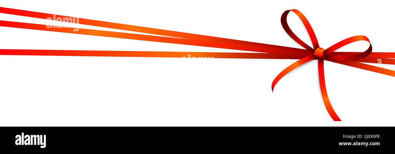 EPS 10 vector illustration of red colored ribbon bow and gift band ...