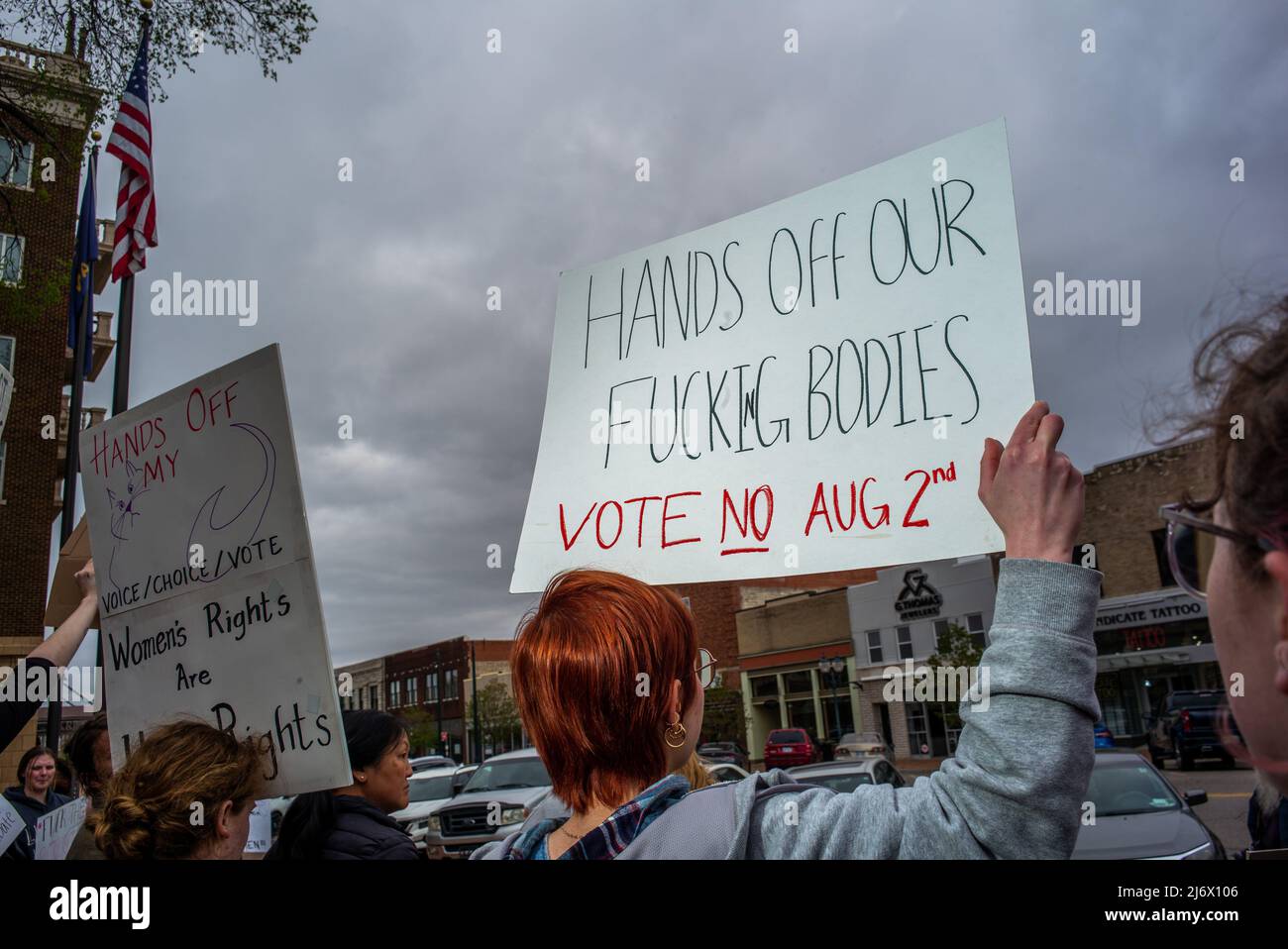 May 3, 2022, Manhattan, Kansas, USA: Community members gather in front ...
