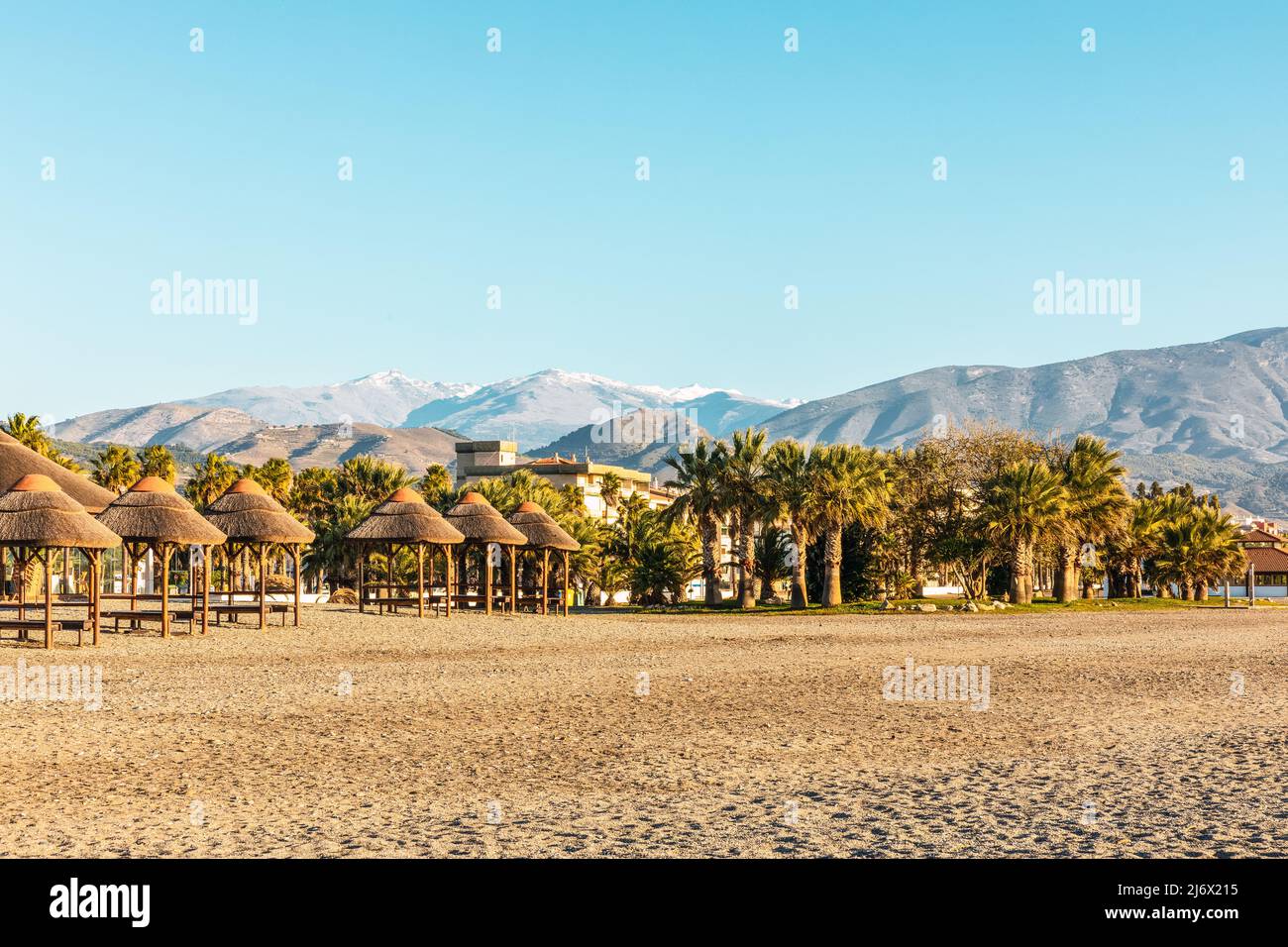 Sunset at the luxury beach resort with private beach in Motril in ...