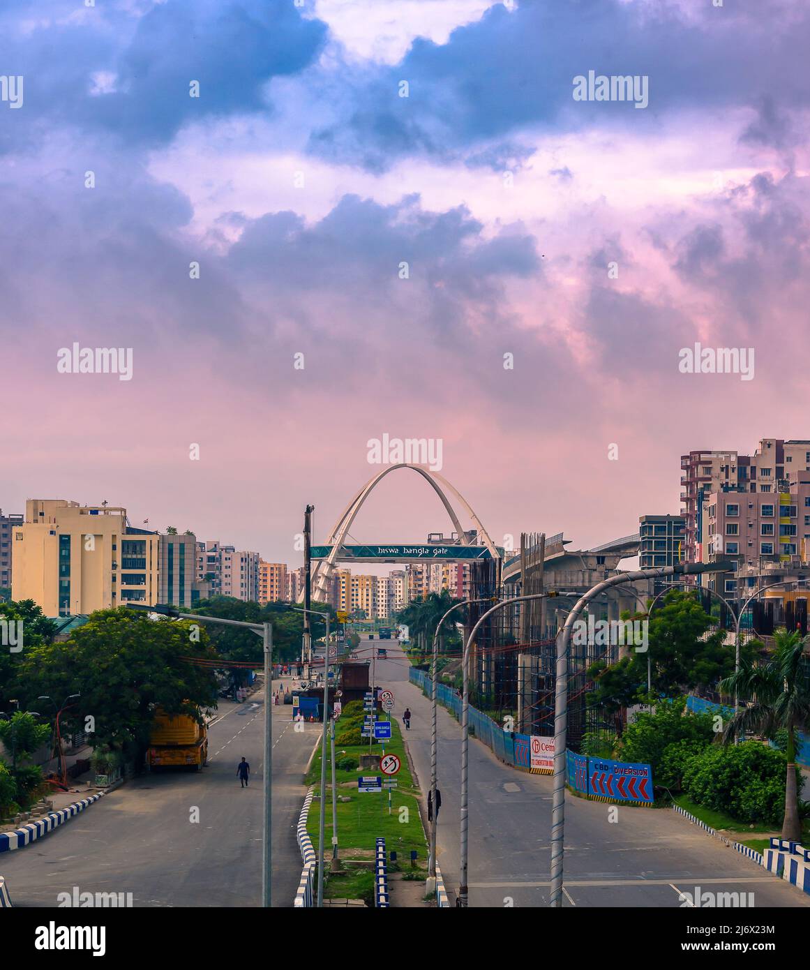 View of Cityscape overlooking BISWA BANGLA or KOLKATA GATE at Newtown ...
