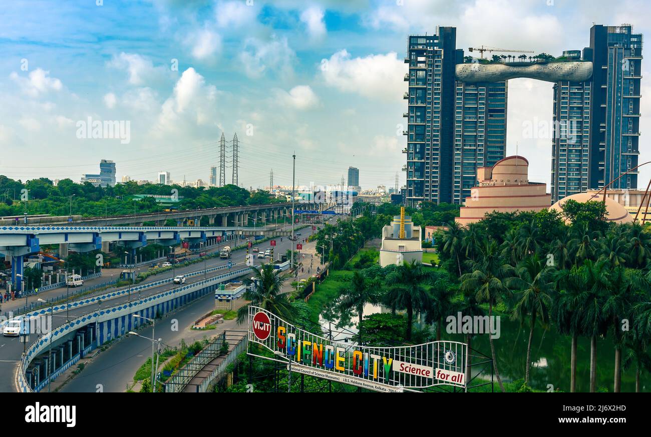 View of MAA or PARAMA ISLAND Flyover with a multistoried building ...