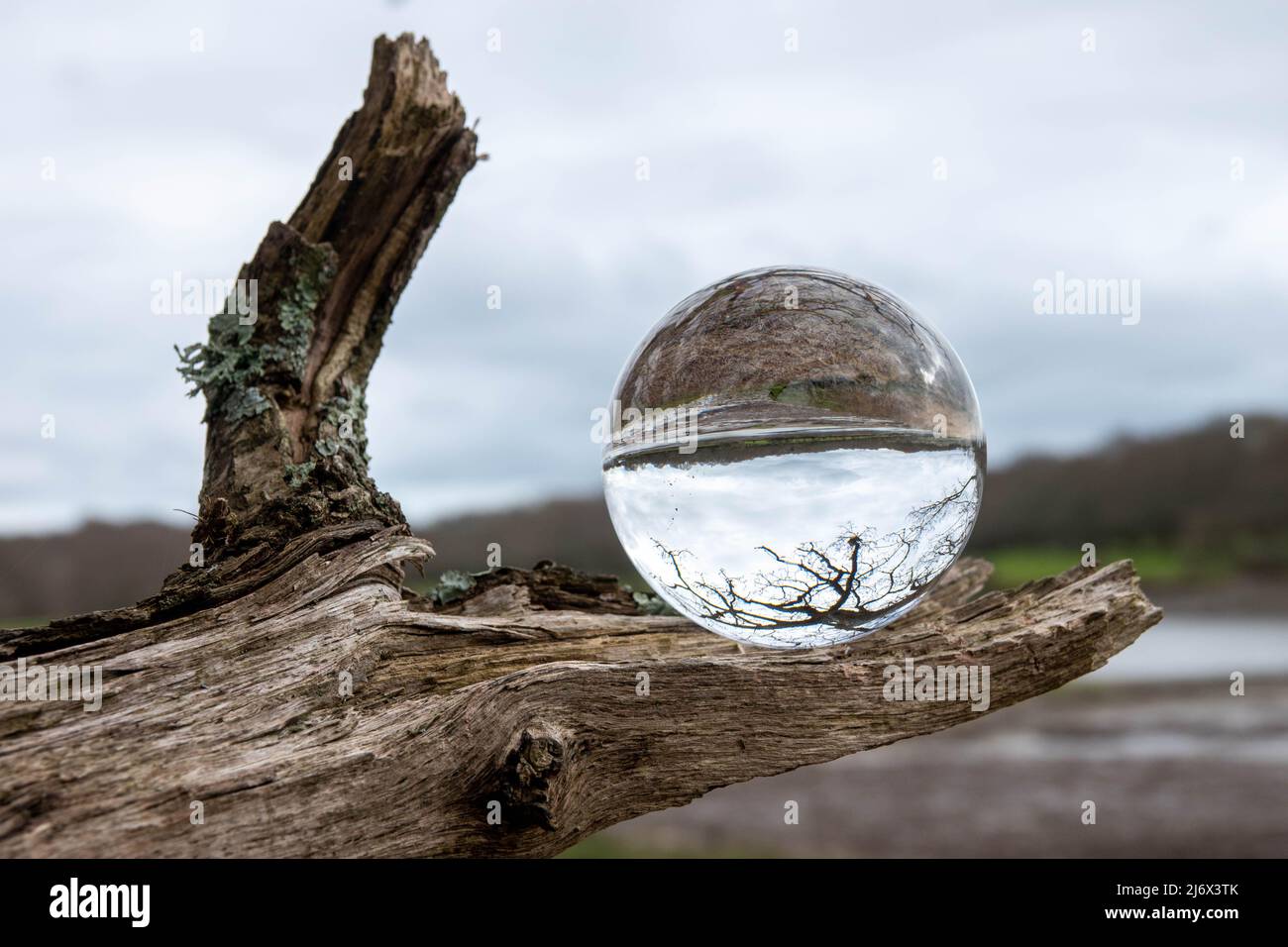 The River Hamble Hampshire England and countryside reflected upside ...