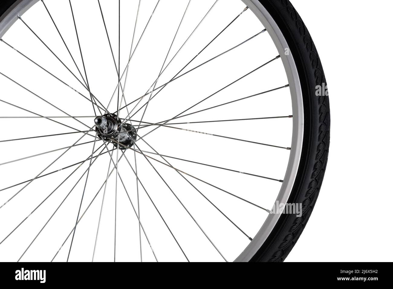 Front bicycle wheel. Close-up. Isolated on white background Stock Photo ...