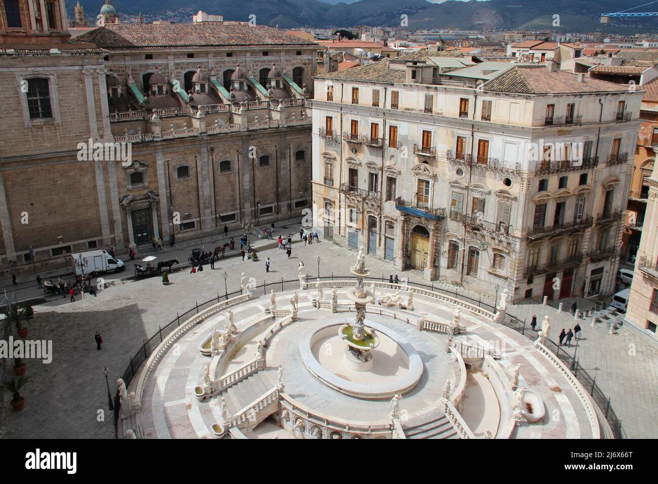 baroque church and palaces at pretoria square in palermo in sicily ...