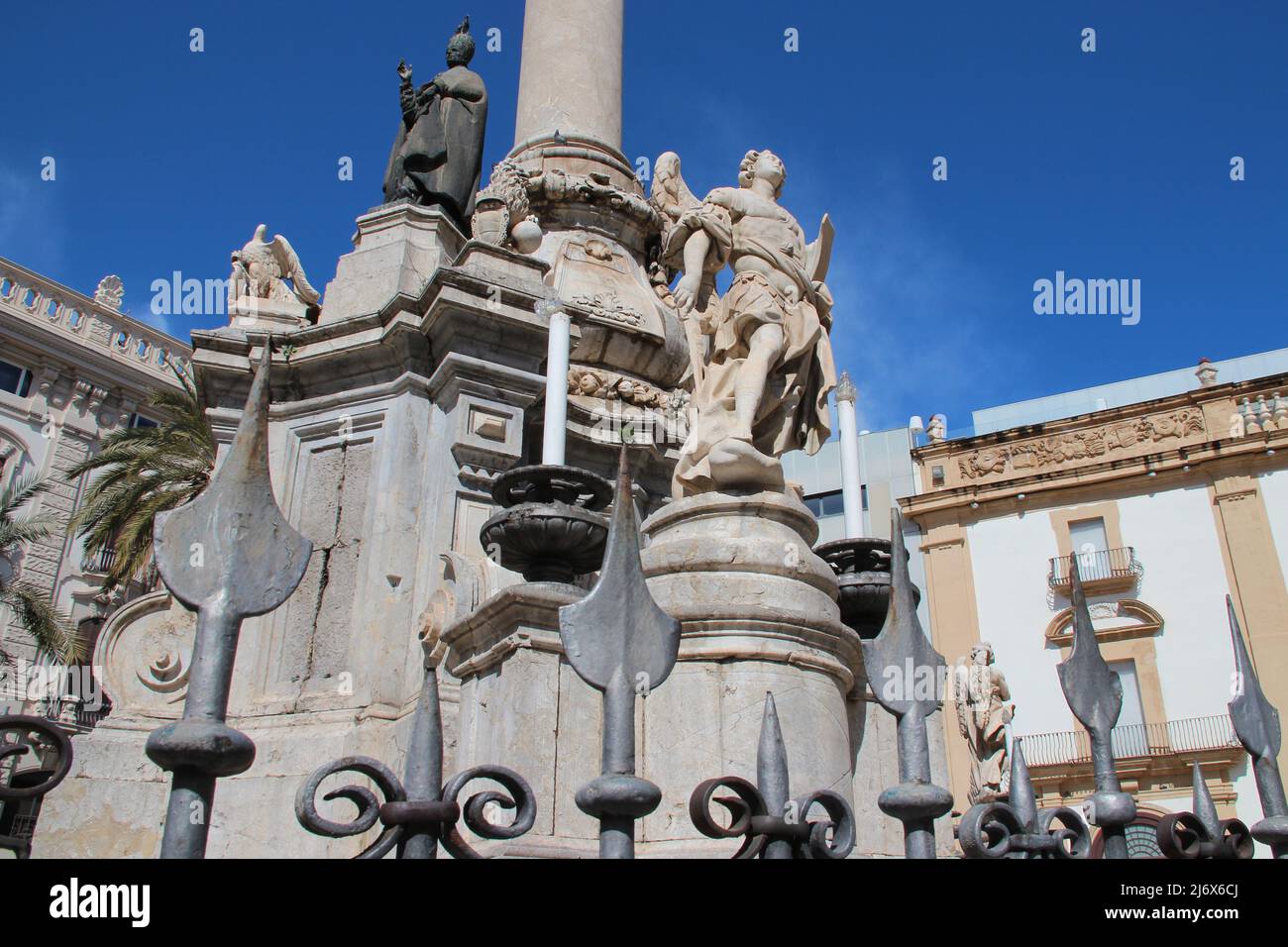 baroque monument (column of the immaculate) at dominican square in ...