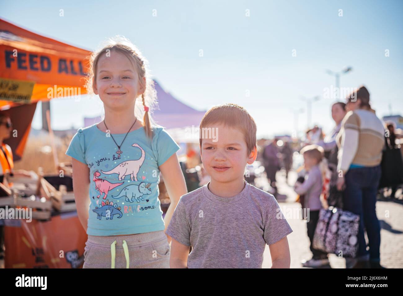 Medyka, Poland - March 24, 2022: children at refugees camp at Ukrainian ...