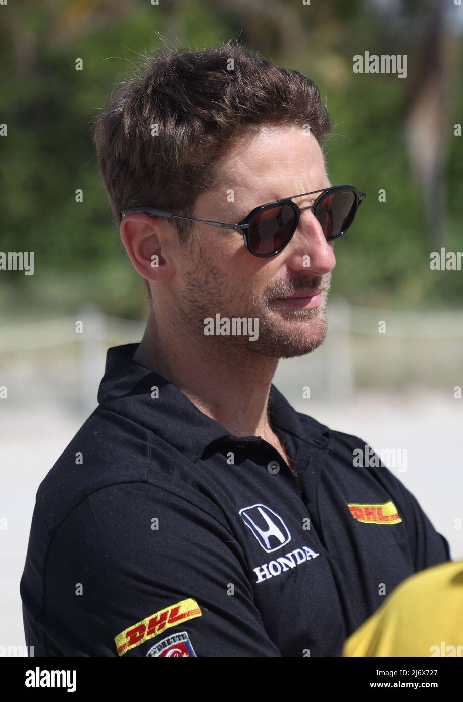 MIAMI, FL - MAY 4: Romain Grosjean Shows New DHL Formula 1 car ahead of ...