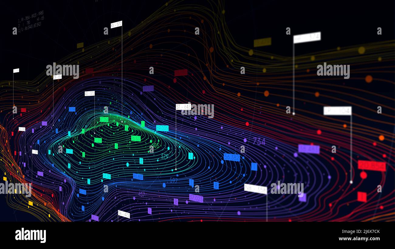 Futuristic big data digital cloud visualization, information sorting ...