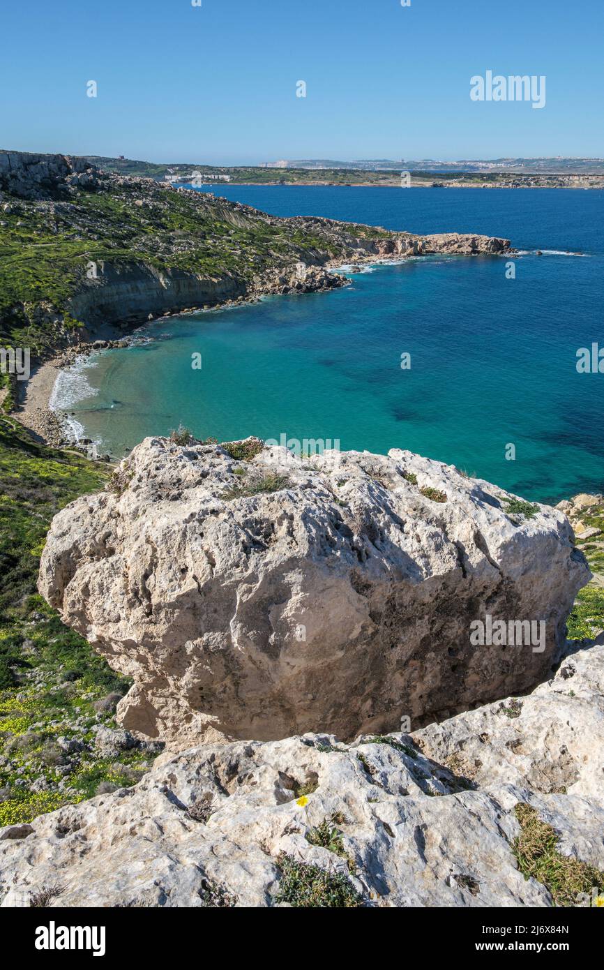 Selmun Bay (Imgiebah Bay), near Mellieha, Malta Stock Photo - Alamy